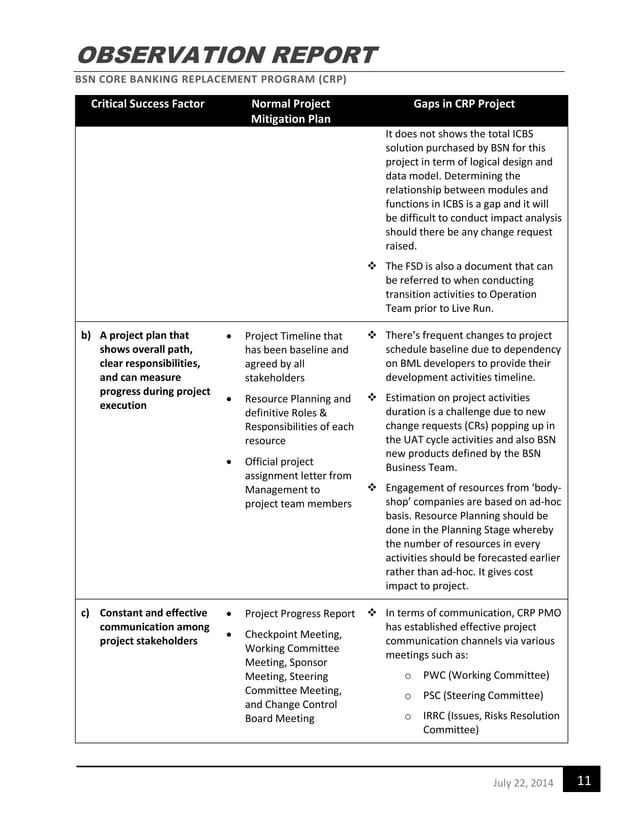 Observation Report-CRP-22July-2014 | PDF