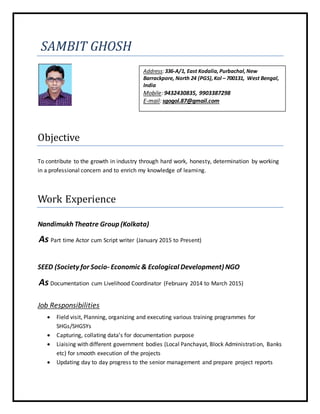 CV of Sambit Ghosh