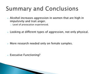 Women, Alcohol and Aggression | PPT