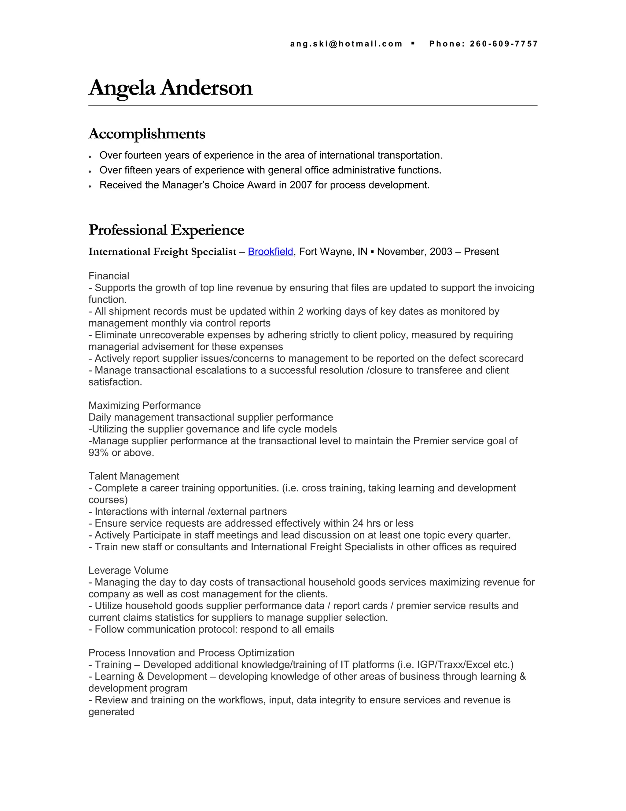 Angela Anderson Resume 2014 | DOC