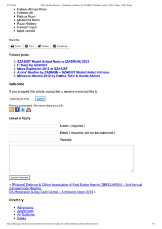 _Mai Aur Meri Balma - The Return of Salma_ by SZABIST Student Council - DHA Today _ DHA Today | PDF