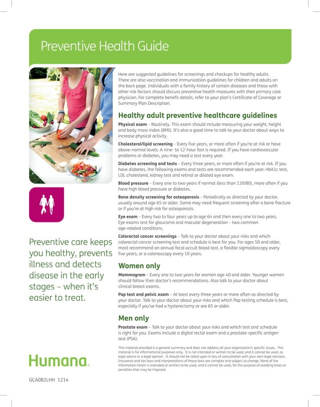 Humana Preventive Health Guide | PDF
