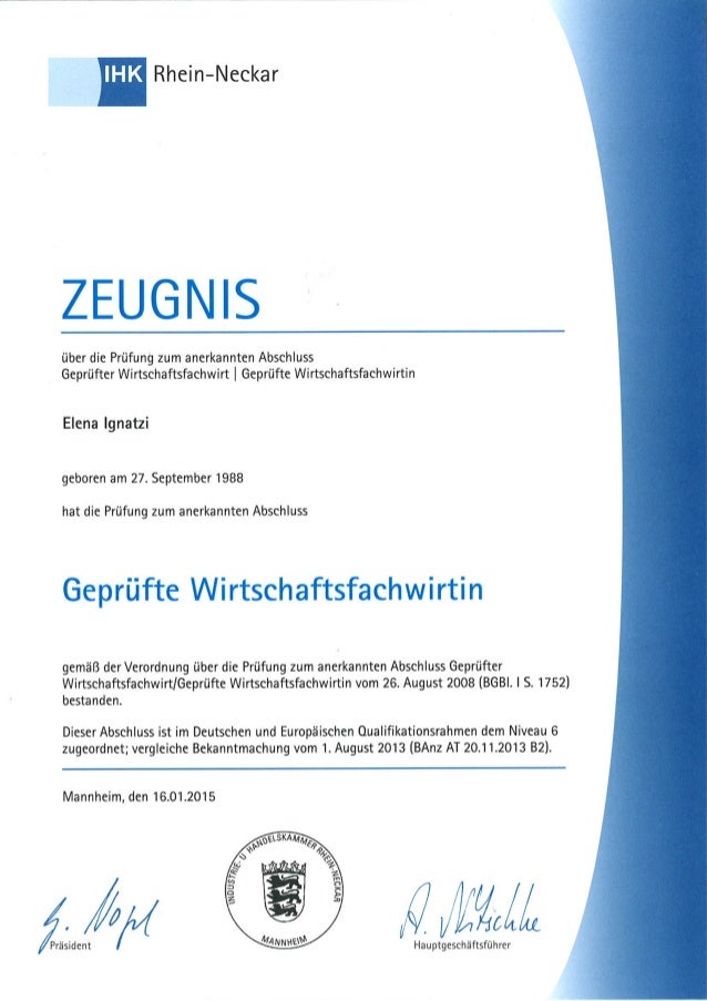 IHK Certificate
