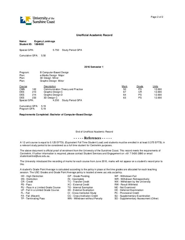 7. Academic Transcript Bachelor in Computer-Based Design – USC