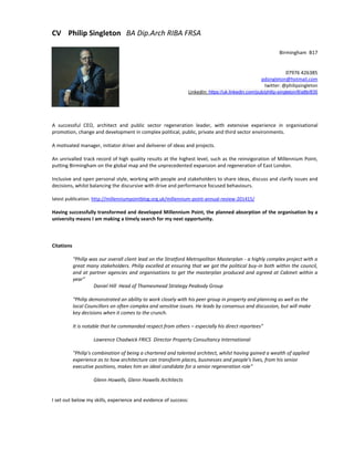 Philip Singleton CV September 2015 LinkedIn | PDF | Business ...