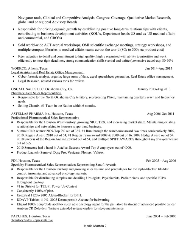 JENNIE MORTONRESUME12162015 | DOC | Sales | Business