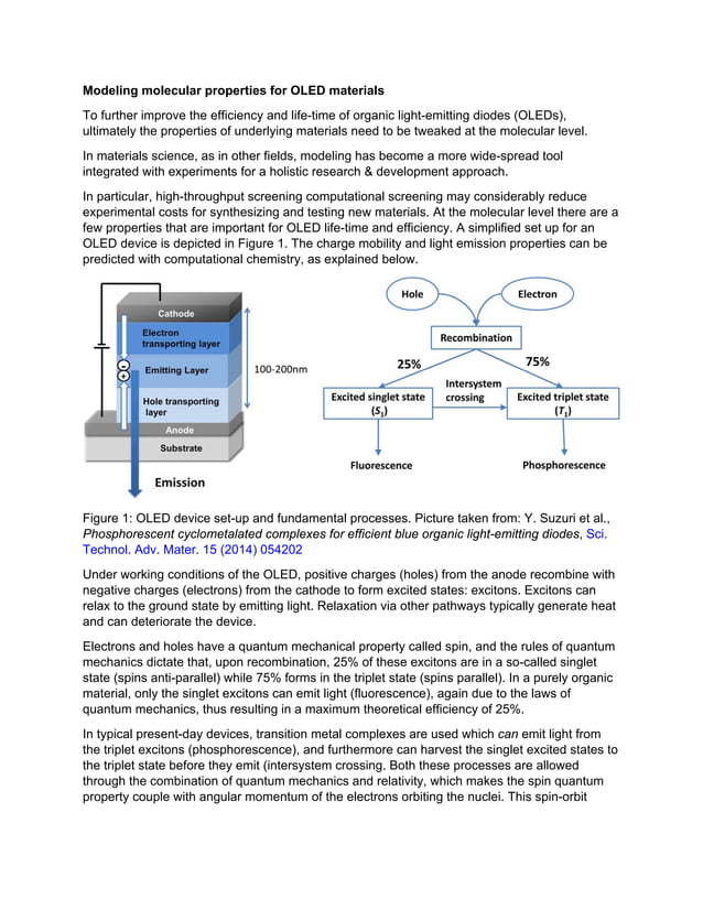 Modeling molecular properties for OLED materials | PDF