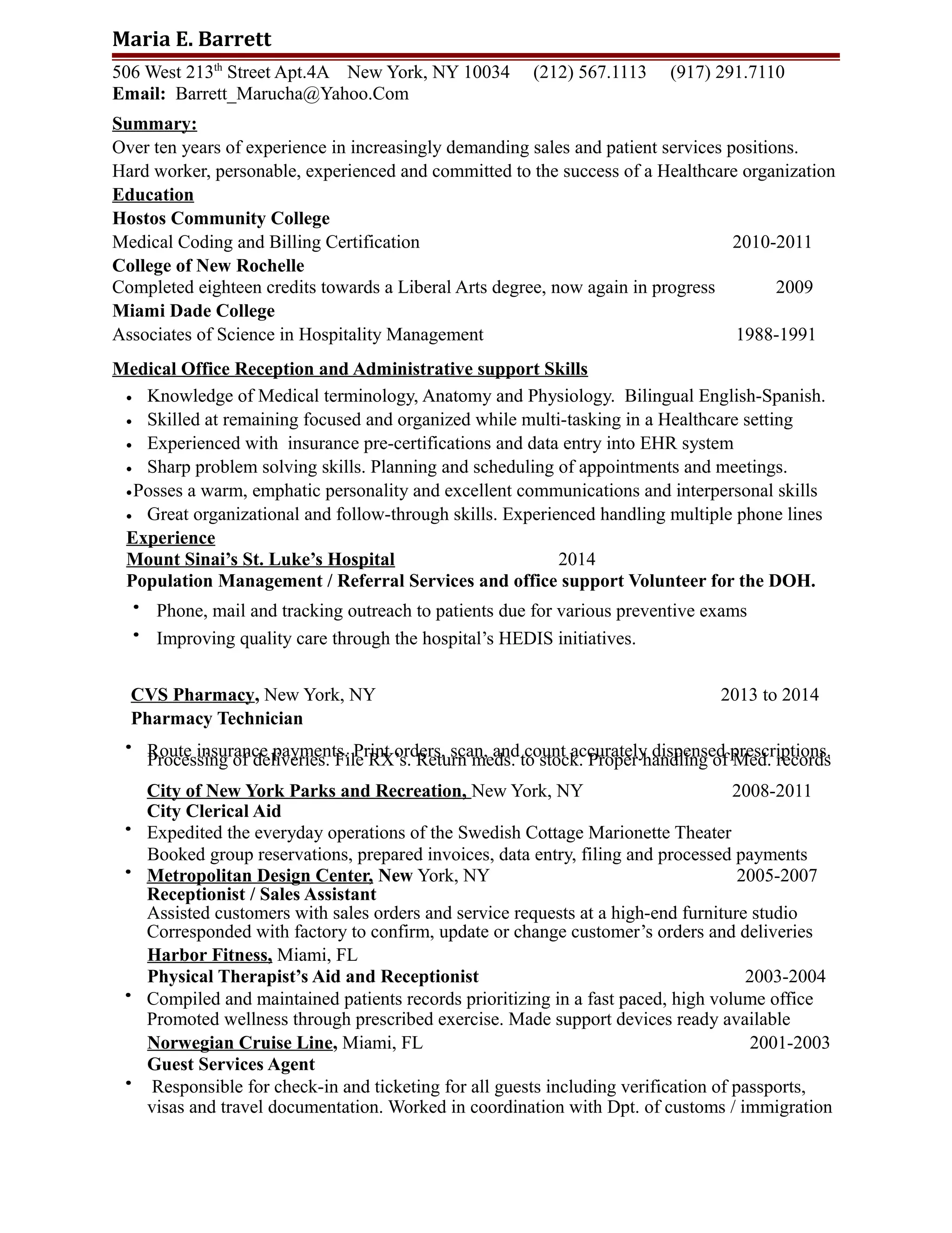 Medical Front Desk Resume | Pdf