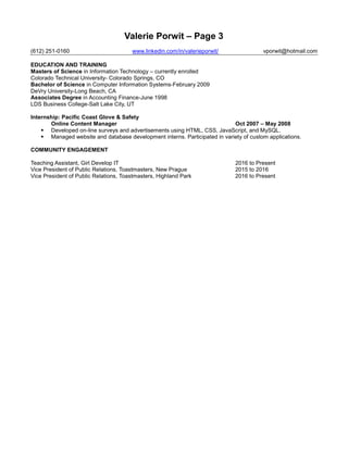 Valerie Porwit Resume | PDF