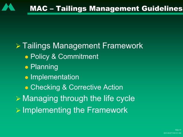 CDA 2012 - Tailings Dams | PPT