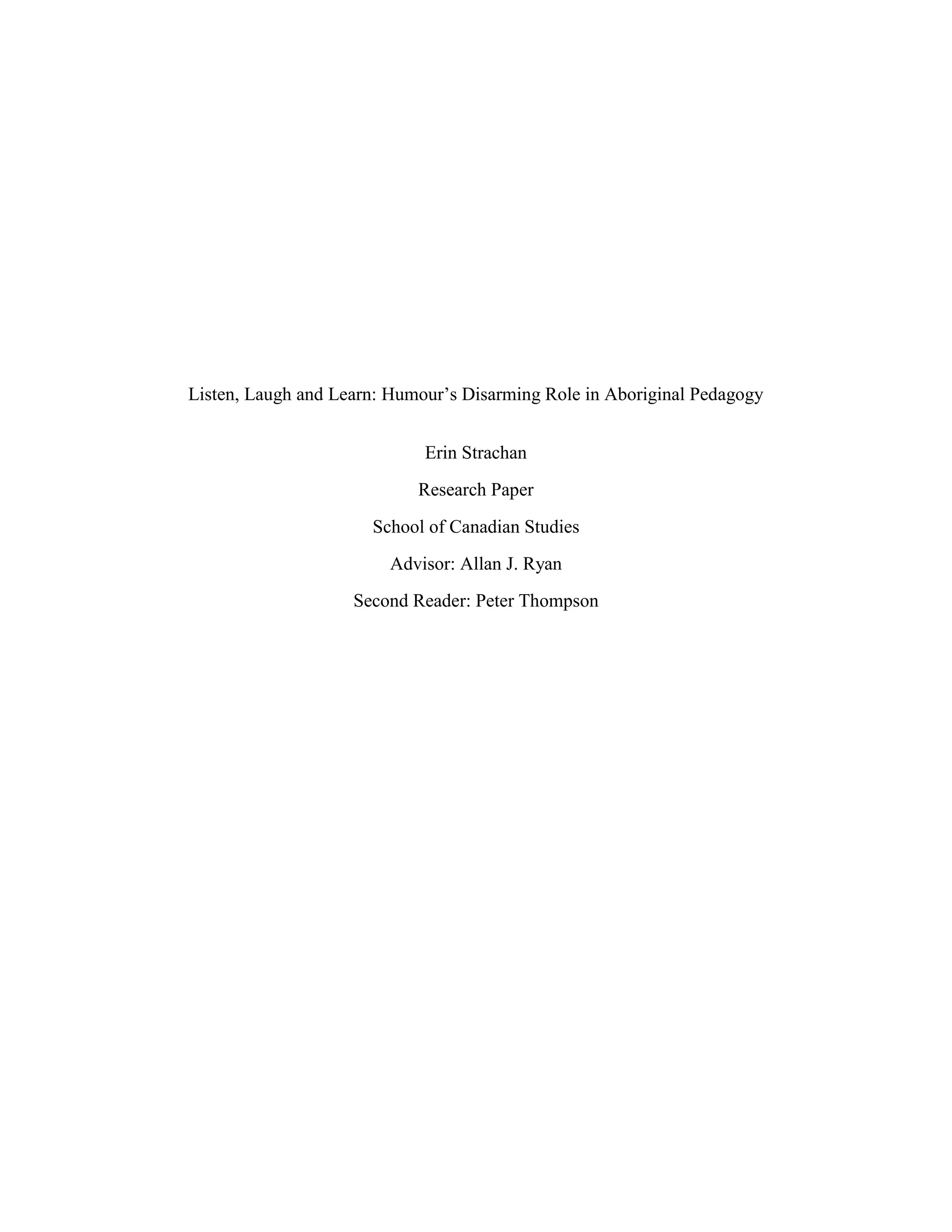 Erin Strachan's Research Paper 2009 | PDF
