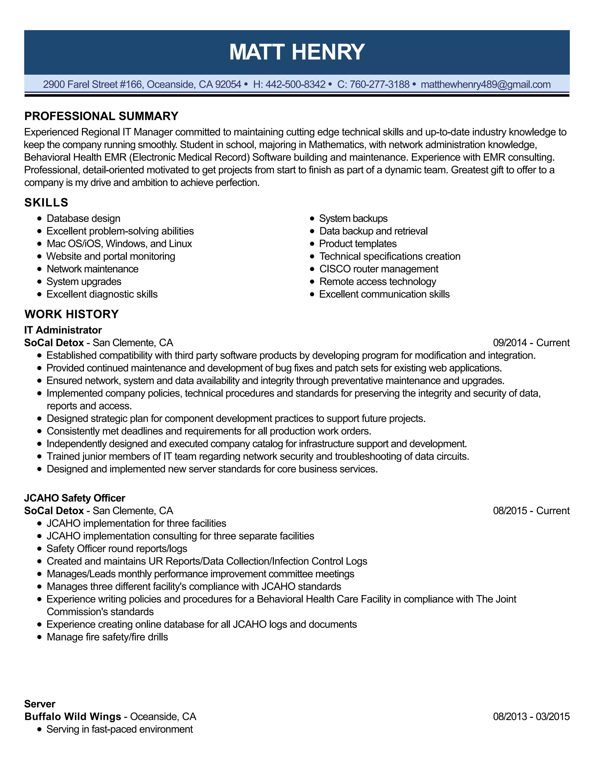 Matt Henry Resume 2 | PDF | Technology & Computing