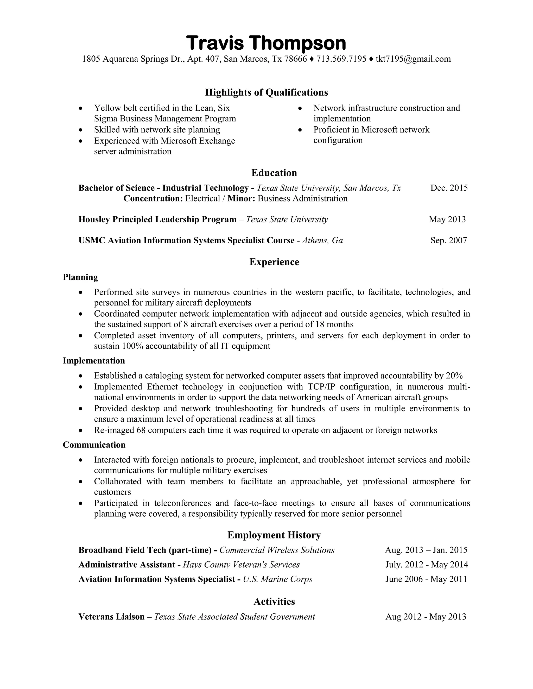 Travis Thompson Resume | PDF