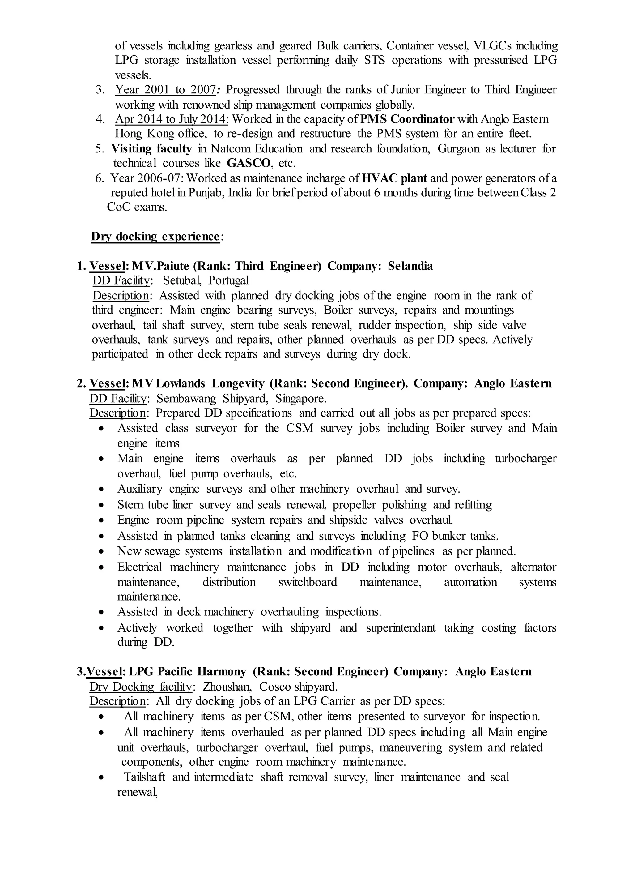 Resume for Tech Suptd | DOCX
