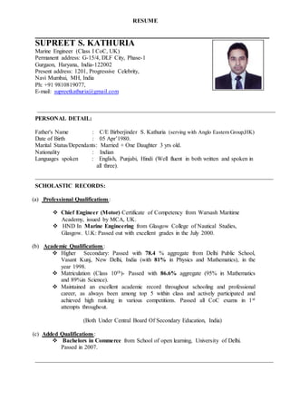 Resume for Tech Suptd | DOCX