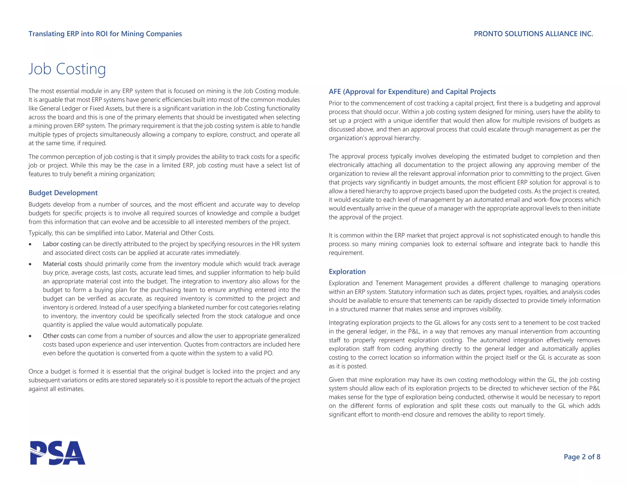 PSA WP - ERP Mining Essentials | PDF