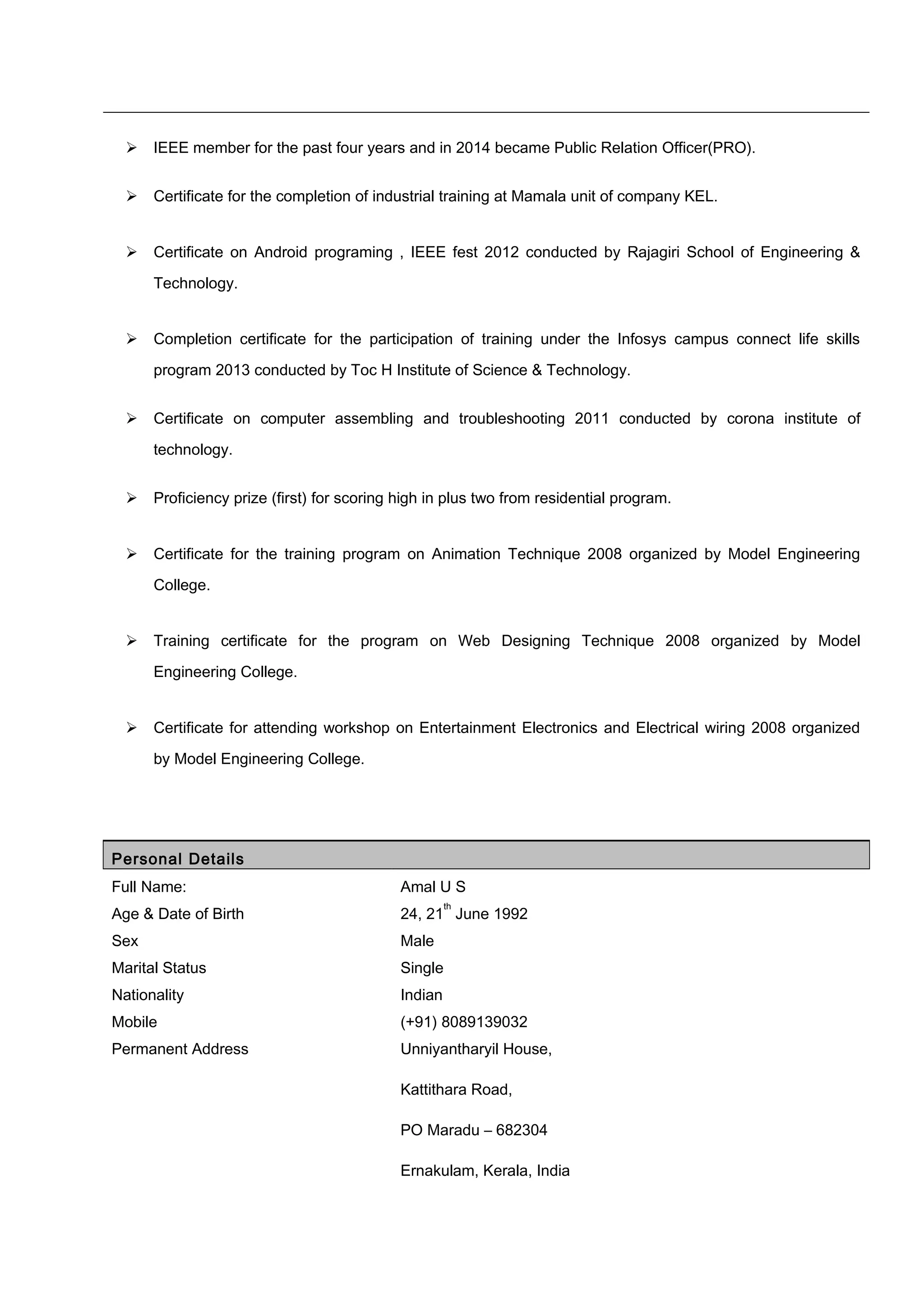 Amal U S(Asp.Net Web Developer) | DOC | Web Development | Internet