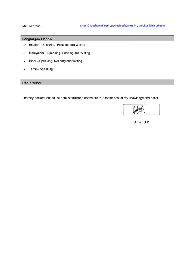 Amal U S(Asp.Net Web Developer) | DOC | Web Development | Internet