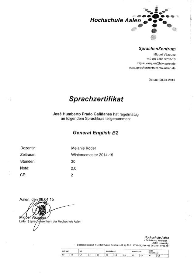 English B2 level certificates (General, Grammar and Technical English…