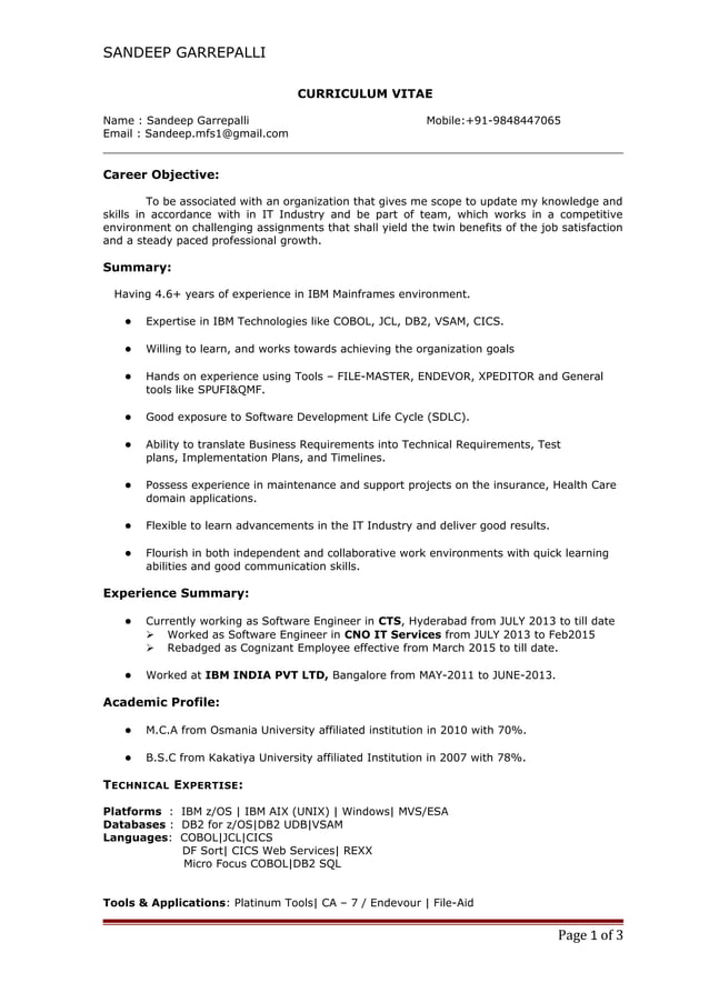 Sandeep_MF_4+years of exp | DOC | Operating Systems | Computer Software and Applications