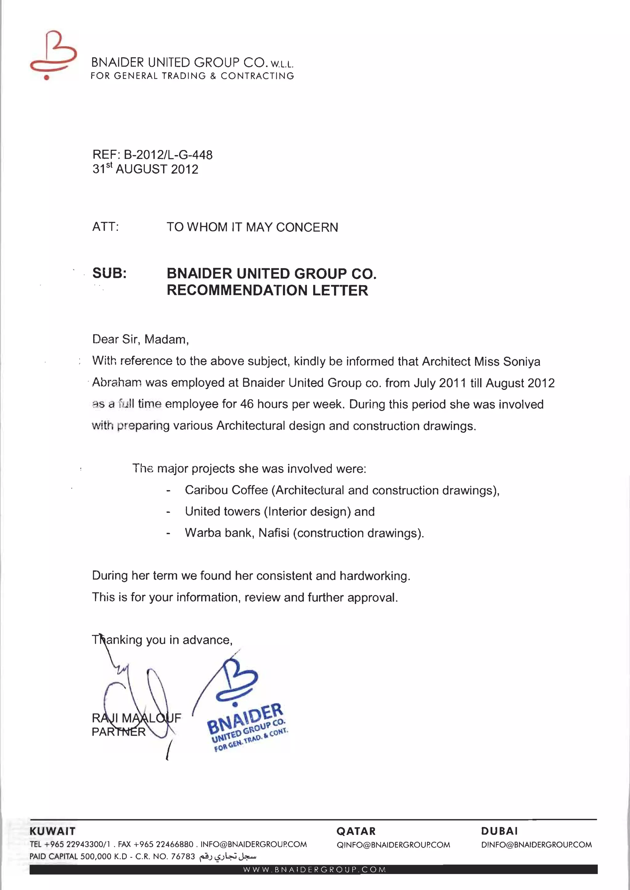 Bnaider letter | PDF