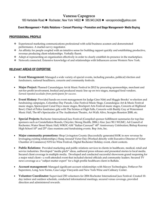 VC Special Events and Projects Resume | PDF