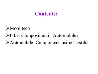Textiles in automobile -FDP | PPTX