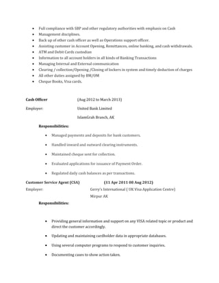 Faisal CV 1- doc | DOC | Business Banking & Finance | Business