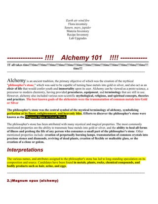 Alchemy 101 | DOC
