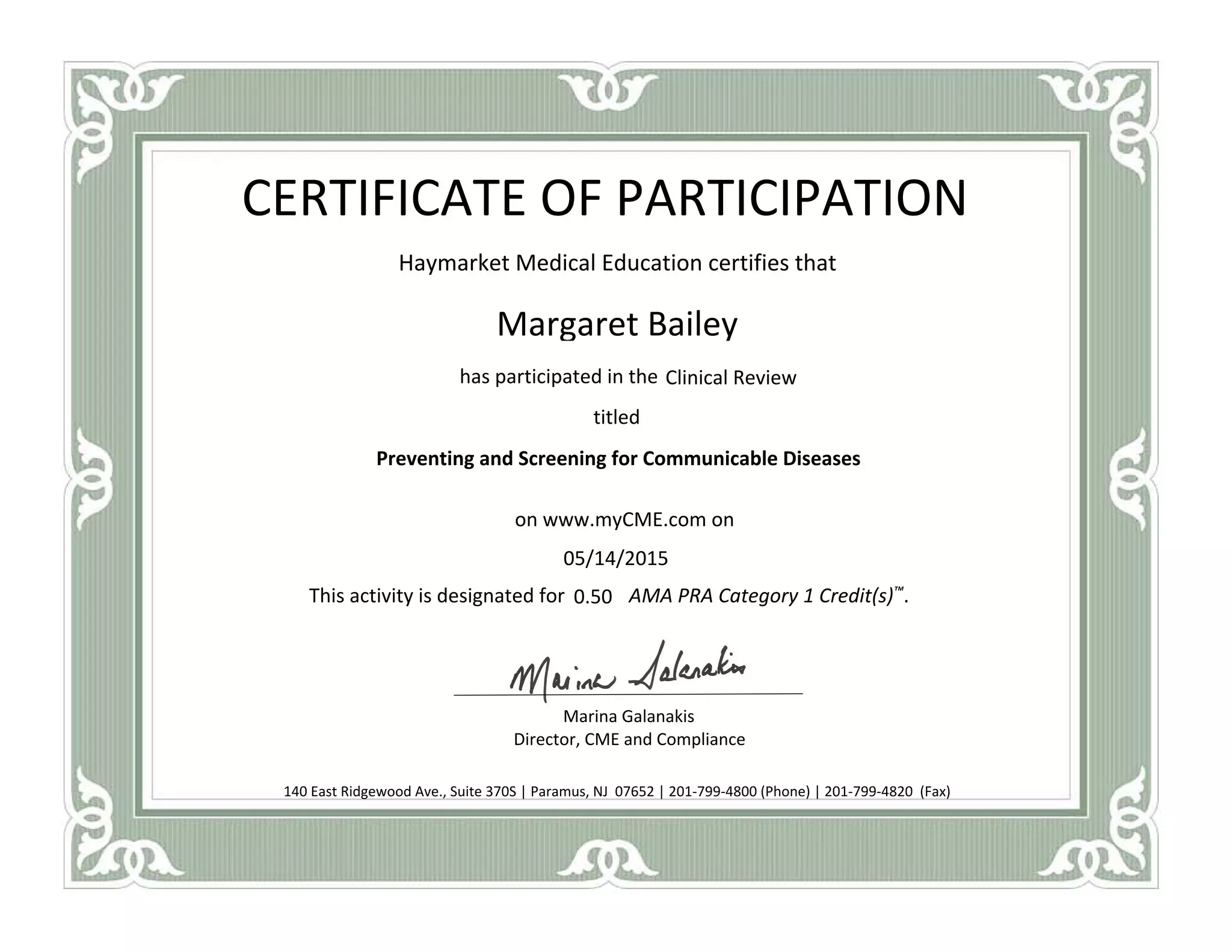Haymarket Medical Education HME non-MD Certificate | PDF
