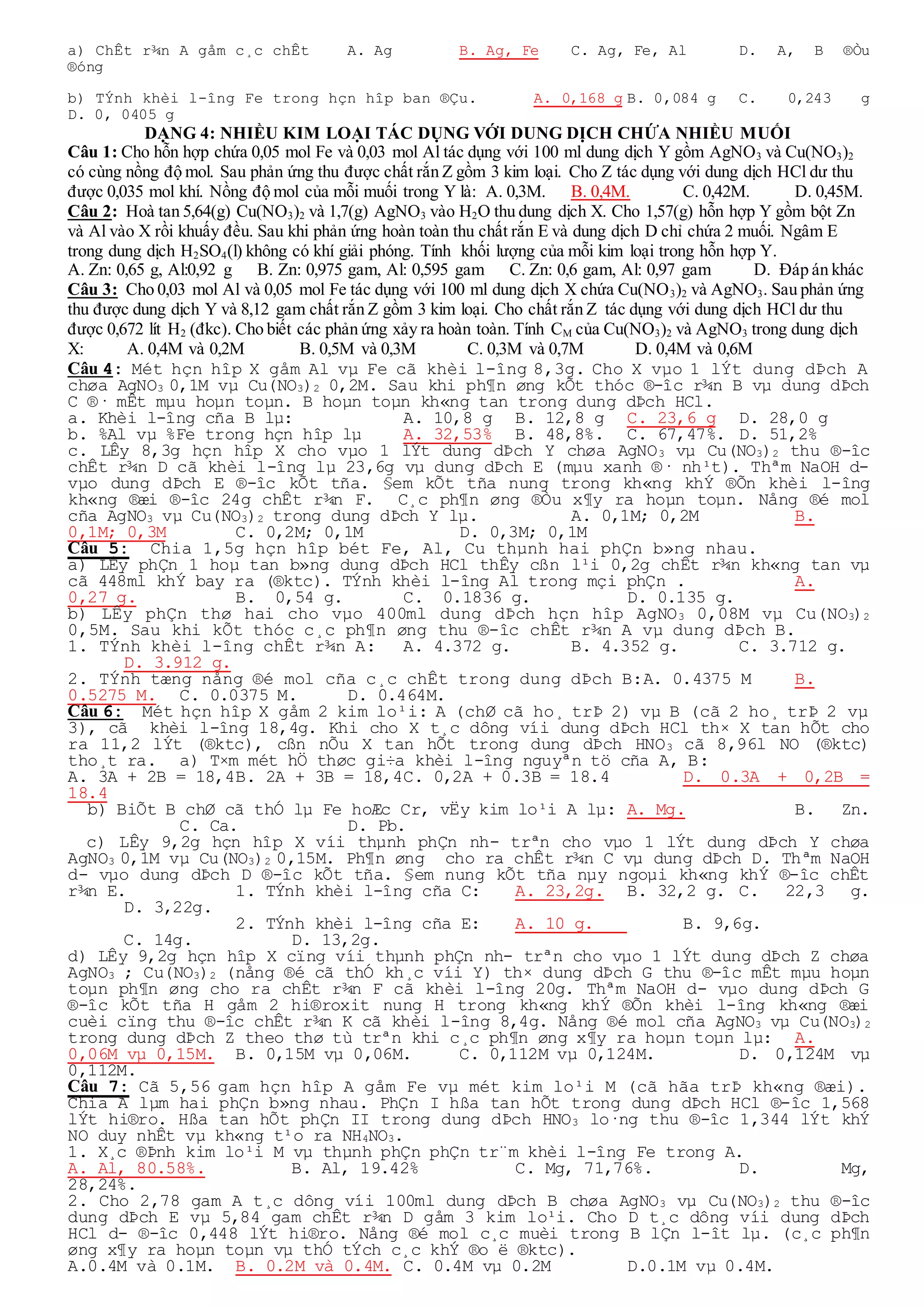 4 dang kim loai tac dung muoi | DOC