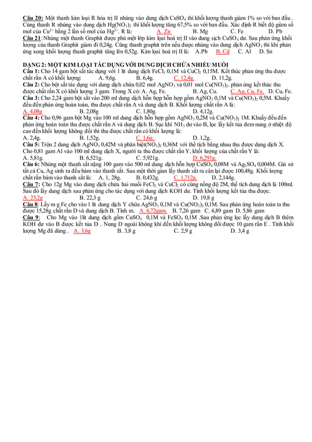 4 dang kim loai tac dung muoi | PDF