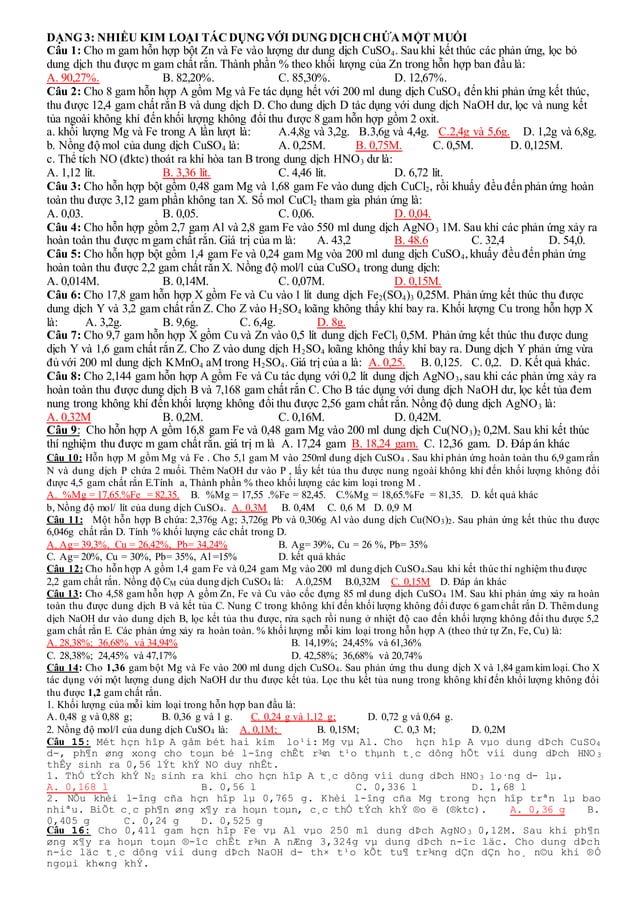 4 dang kim loai tac dung muoi | PDF