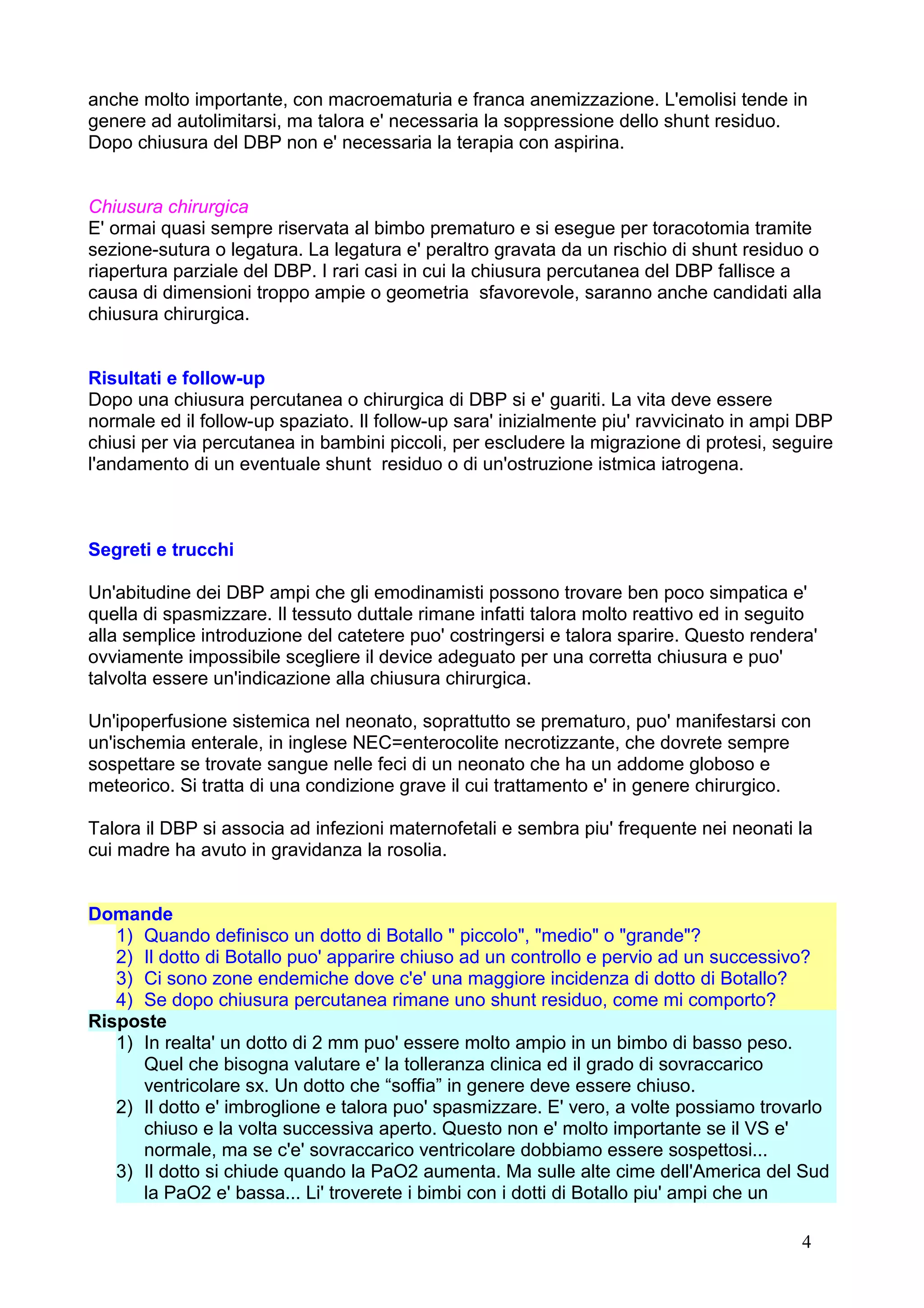 Il dotto di Botallo nel bambino | ODT