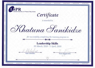 certificate leadership skills | PDF