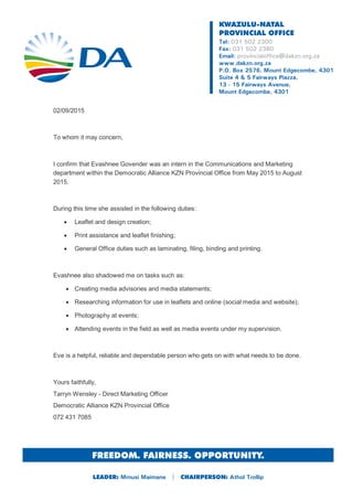 Reference from the Democratic Alliance | PDF