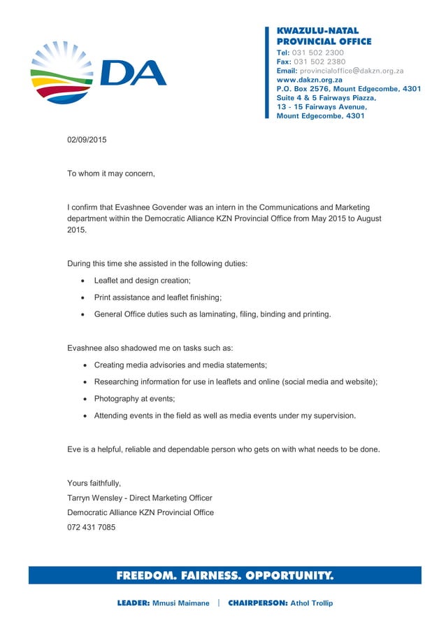 Reference from the Democratic Alliance | PDF