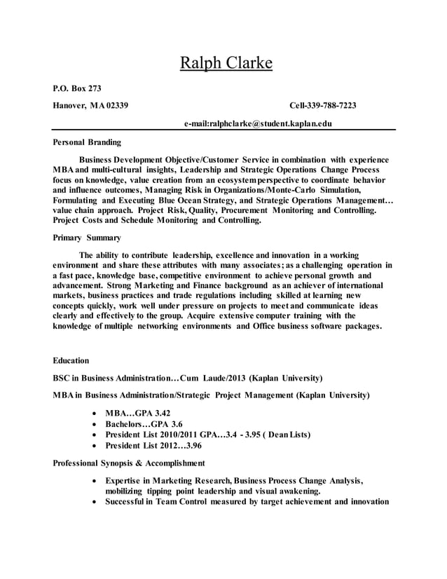 MBA_Ralph__Clarke_Resume_2015(1) | PDF
