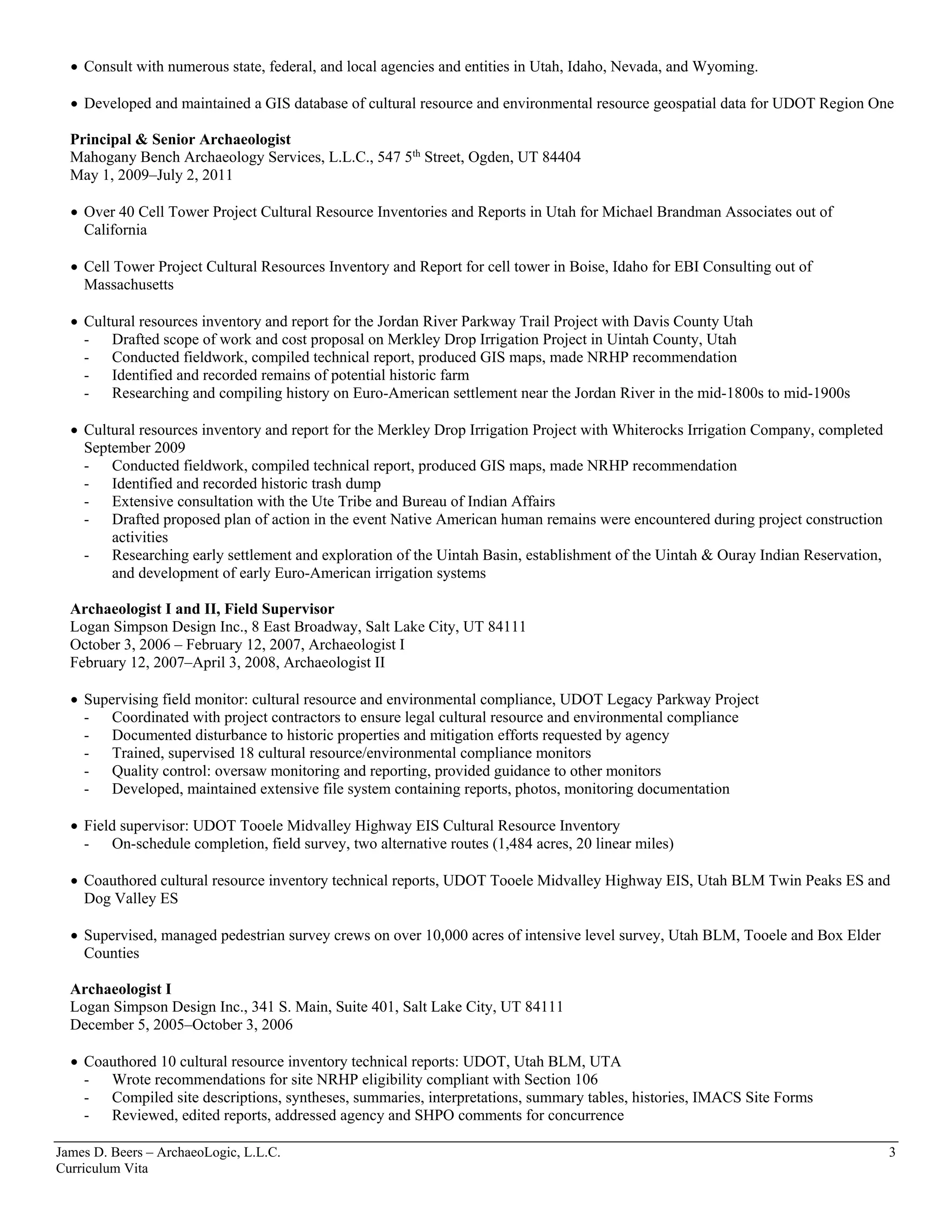 James D. Beers CV (5-2-16) | PDF