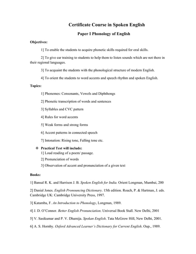 Spoken English Syllabus spoken-english-syllabus