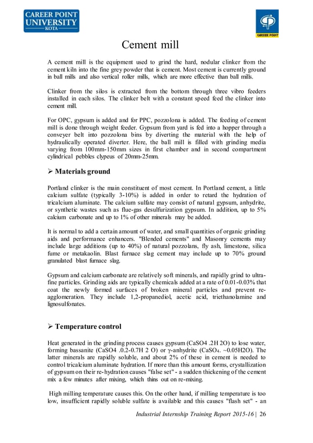 Report on Cement manufacturing process | DOCX | Geology | Science