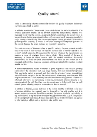 Report on Cement manufacturing process | DOCX