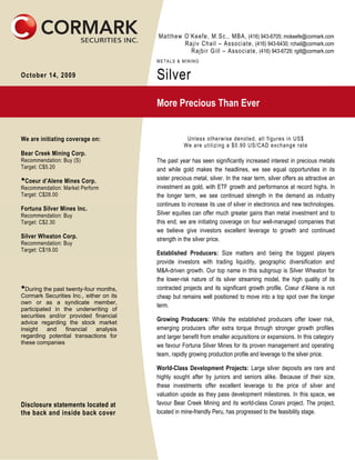 Silver_Initiating_BCM CDM FVI SLW | PDF
