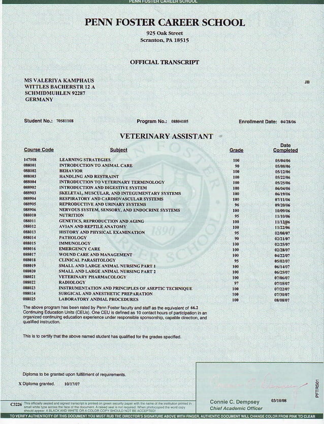 Penn Foster Transcript 1 of 2.PDF
