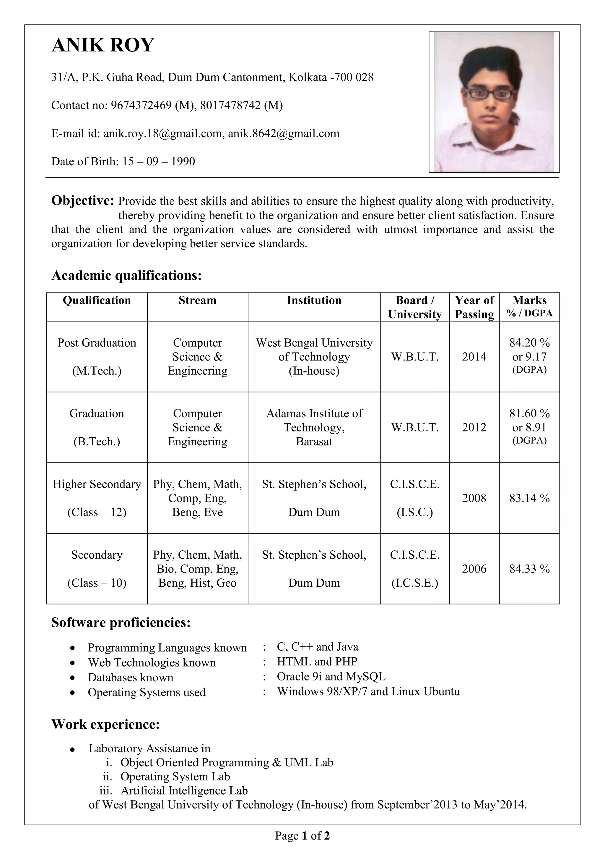 Anik Roy CV | PDF