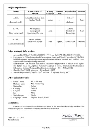 Anik Roy CV | PDF