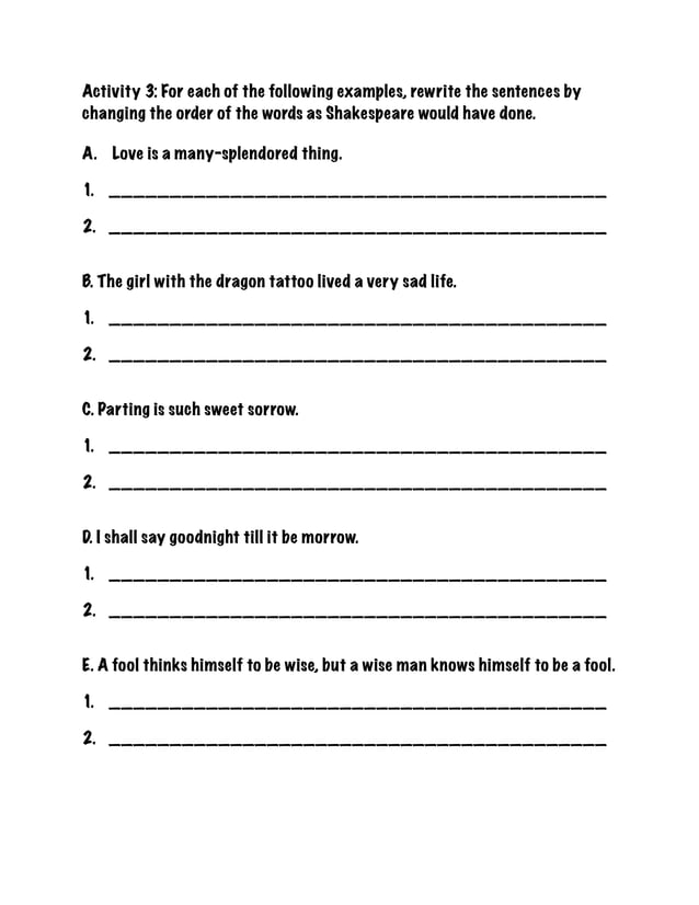 Shakespearean Language Course Pack | PDF