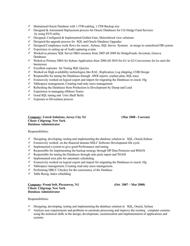 Sriniresume | DOC | Databases | Computer Software and Applications