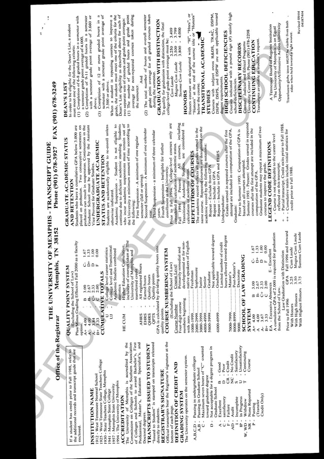 University of Memphis BS Degree | PDF