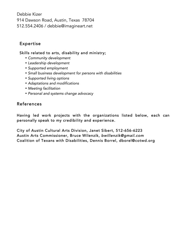 Resume Executive Director Debbie Kizer | PDF | Arts and Crafts ...